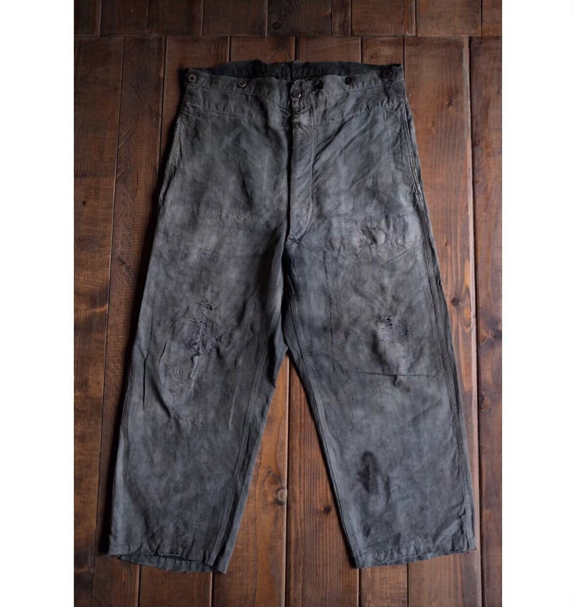 1940’s French Military Bourgeron Trousers / 法國軍用麻料長褲 – 靑苔 moss archives