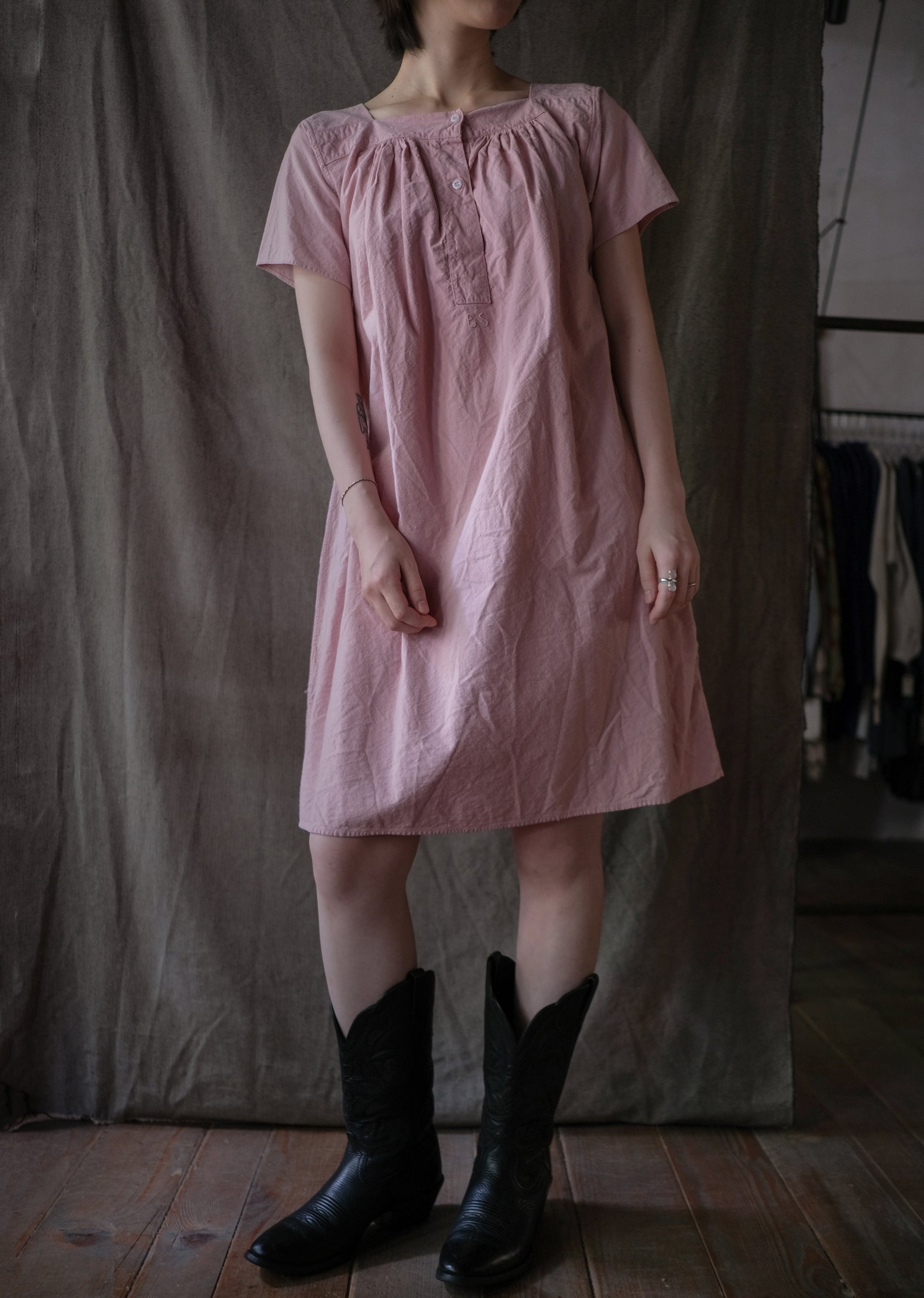 Europe Cotton Night Dress Over Dyed – 靑苔 moss archives